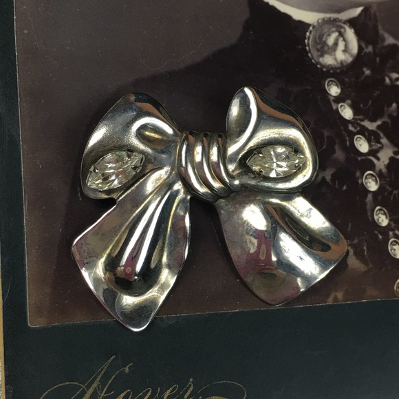 Vintage | Jewelry | Vintage Silver Tone Rhinestone Bow Brooch | Poshmark